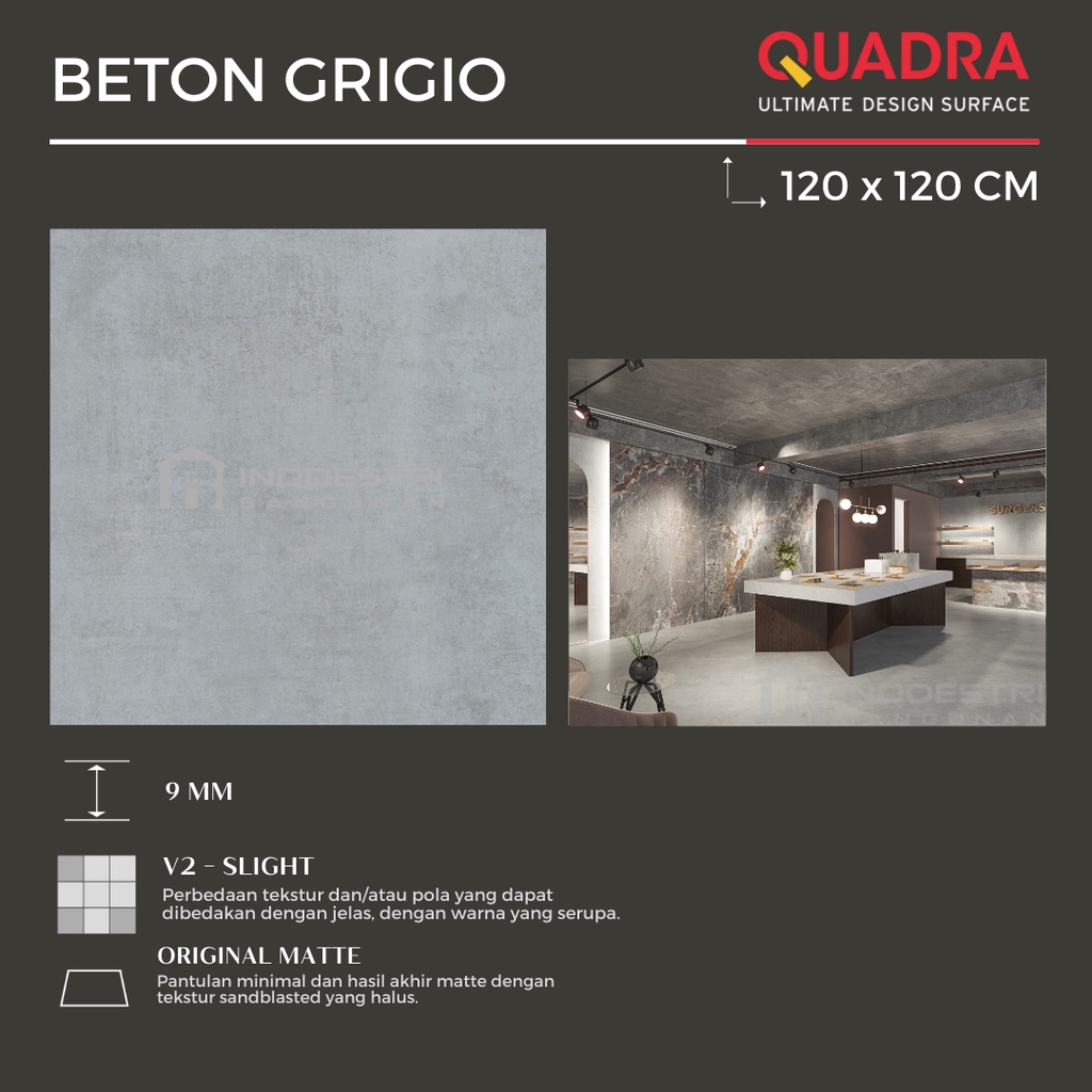Jual Granit Quadra Beton Grigio 120 x 120cm (1 dus / 2,88m2) Original ...