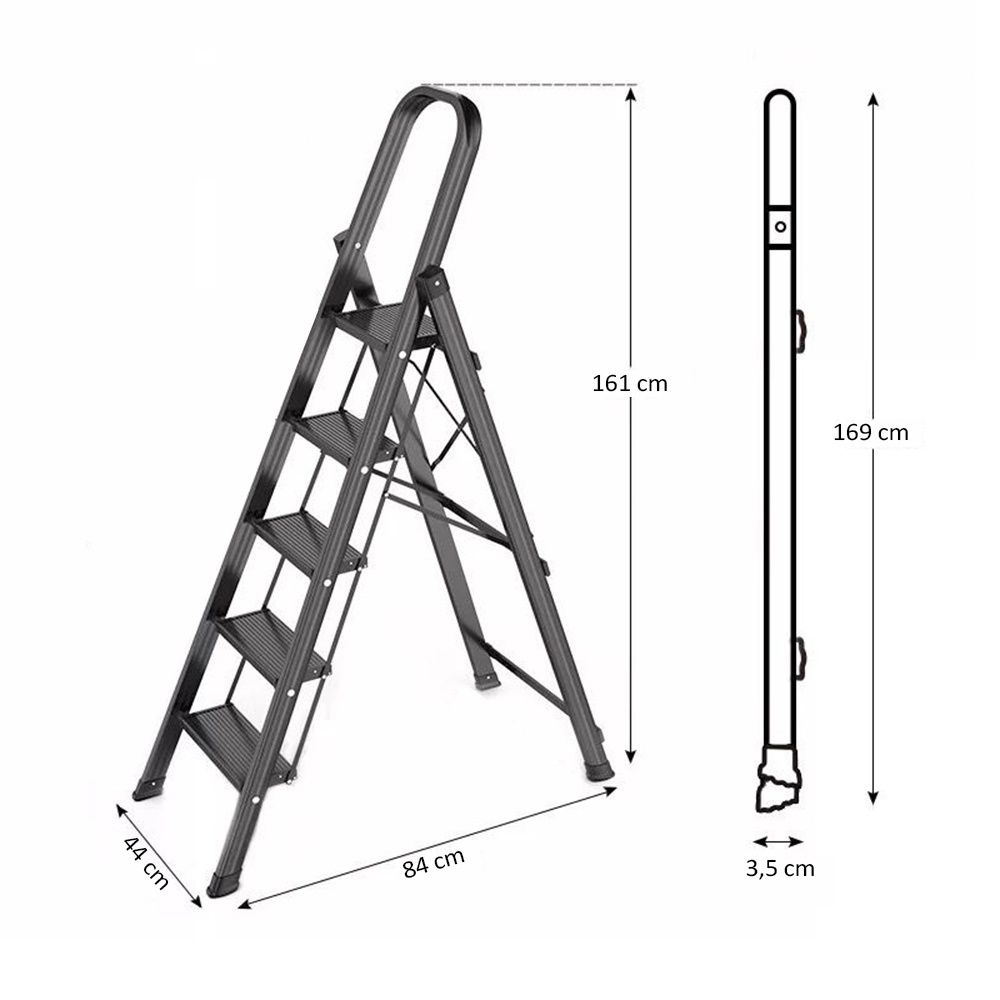 Jual Tangga Besi Lipat Hitam Kokoh 5 6 Step Holder Household Ladder ...