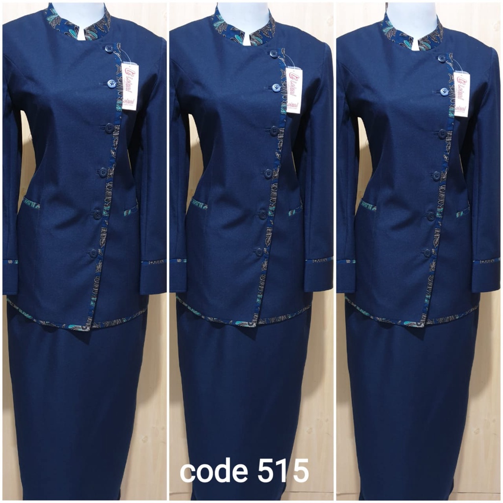 Jual Baju seragam Dinas Wanita Biru Dongker Set Rok A Kombinasi Batik Blazer Pemda Celana ...