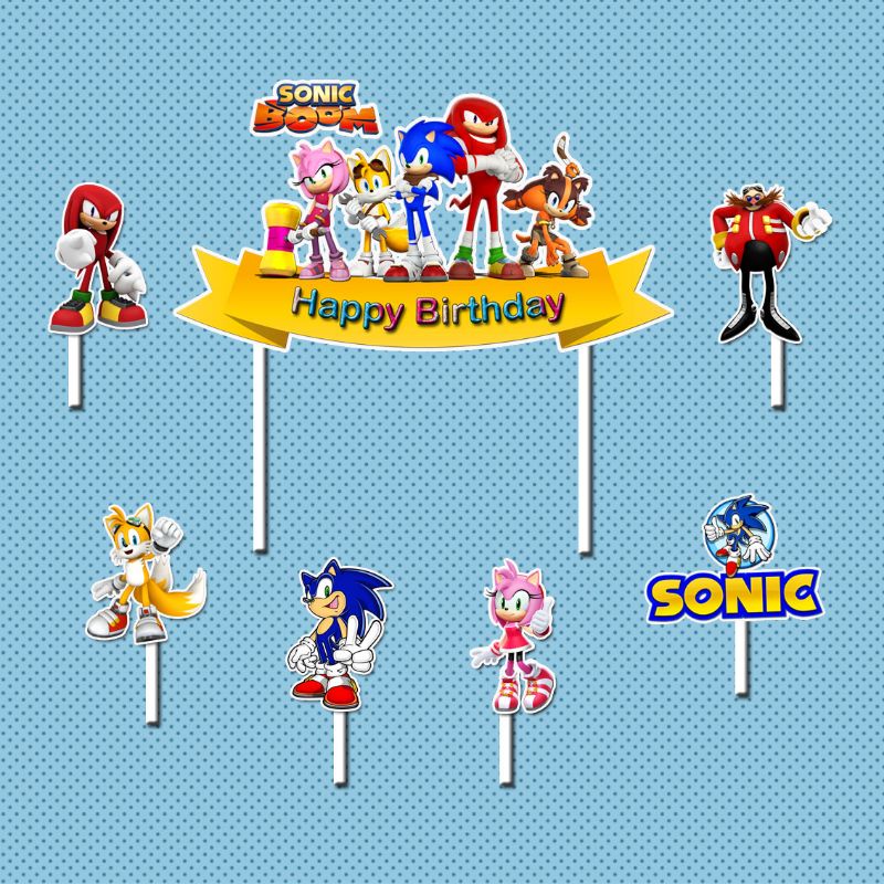 Jual Cake topper Sonic boom happy birthday | Shopee Indonesia