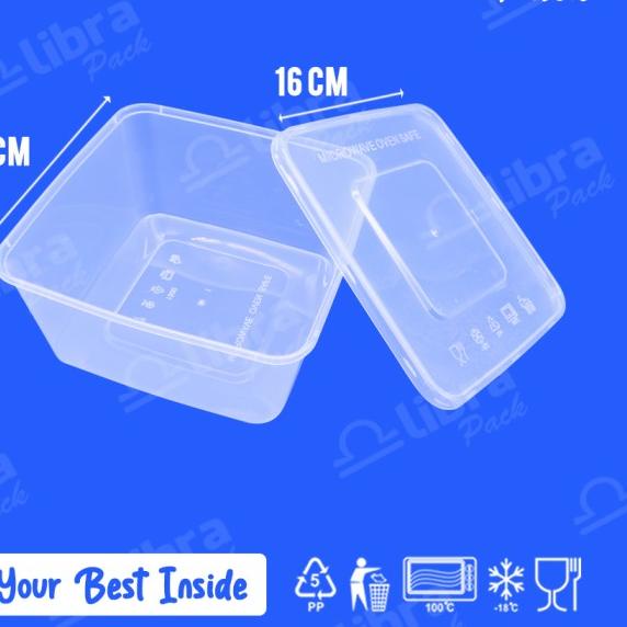 Jual 25 pcs Square 1500ml (Kotak makan plastik / Thinwall /kotak ...