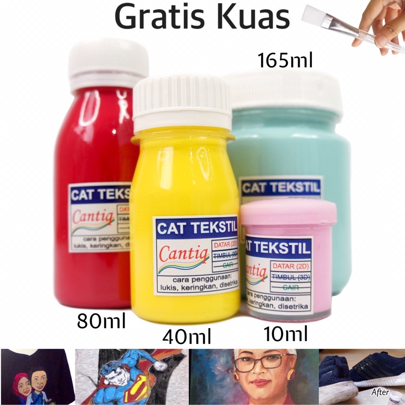 Jual Cat Kain Cantiq (40ml) Premium Tekstil Textile paint Fabric colour ...