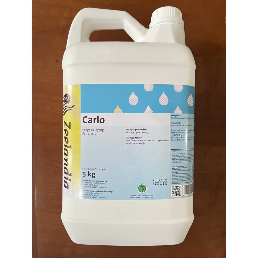 Jual Carlo 5kg oles loyang zeelandia pan grease nabati | Shopee Indonesia