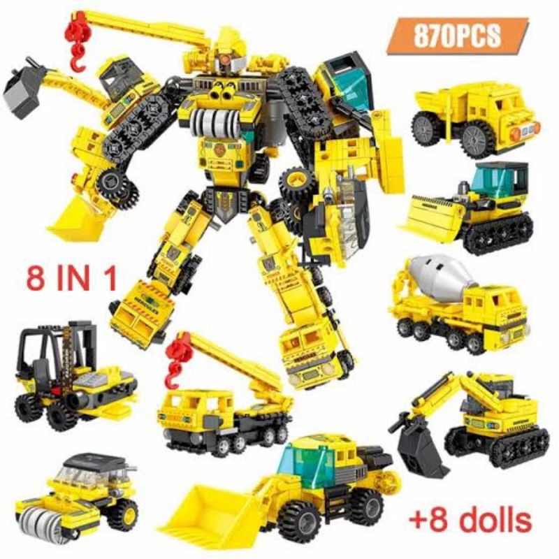 Jual Mainan Robot Besar 8 IN 1 Mobil Kendaran Construksi Pajangan ...