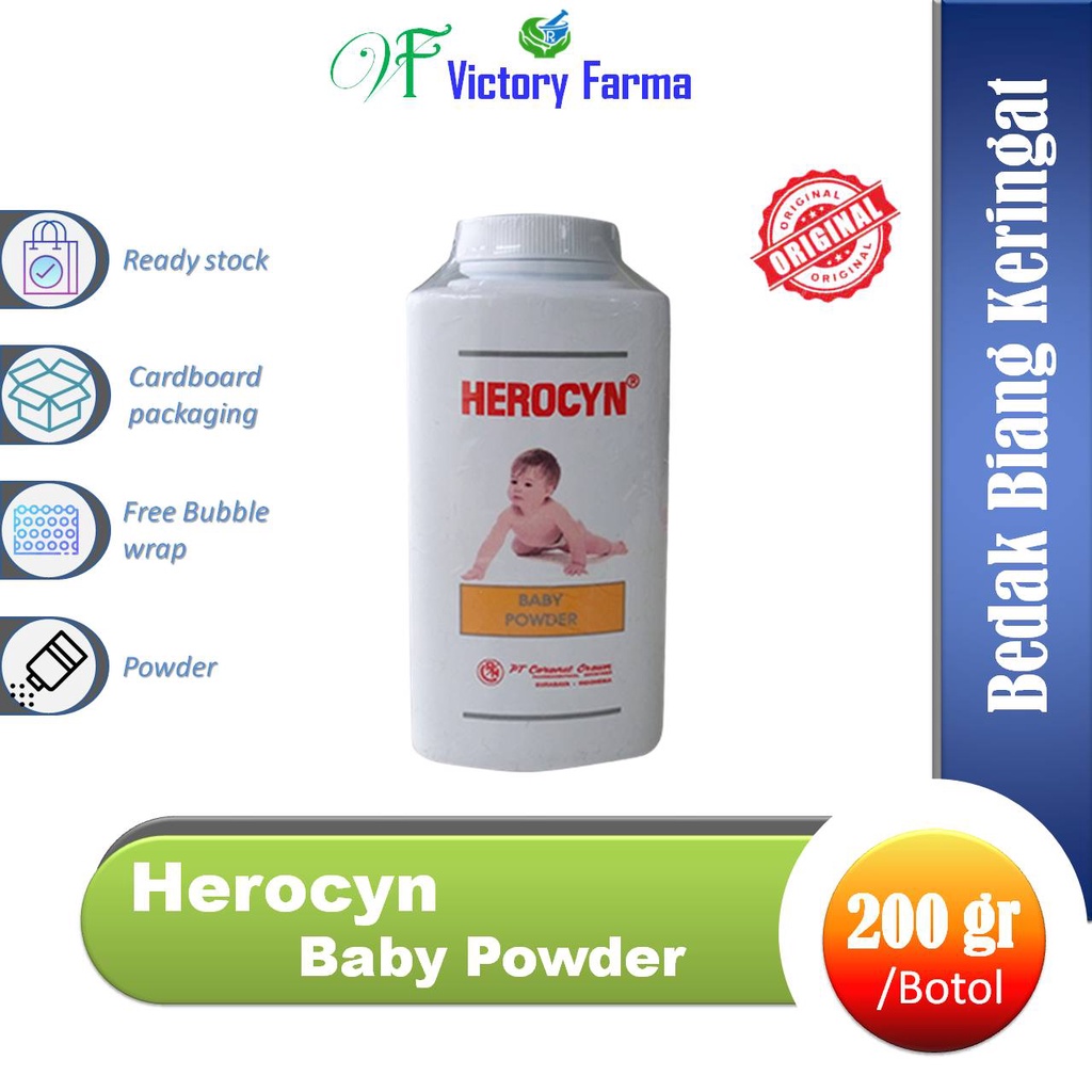 Jual Herocyn Baby Powder/ bedak bayi botol 200 gr | Shopee Indonesia