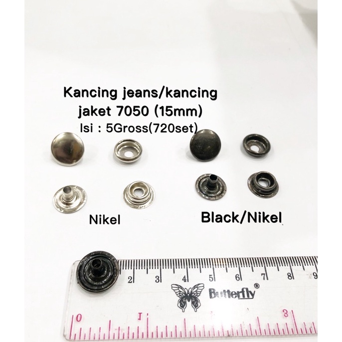 Jual Kancing cetet besi 15mm/kancing jaket 7050 nikel,black nikel-1pack ...