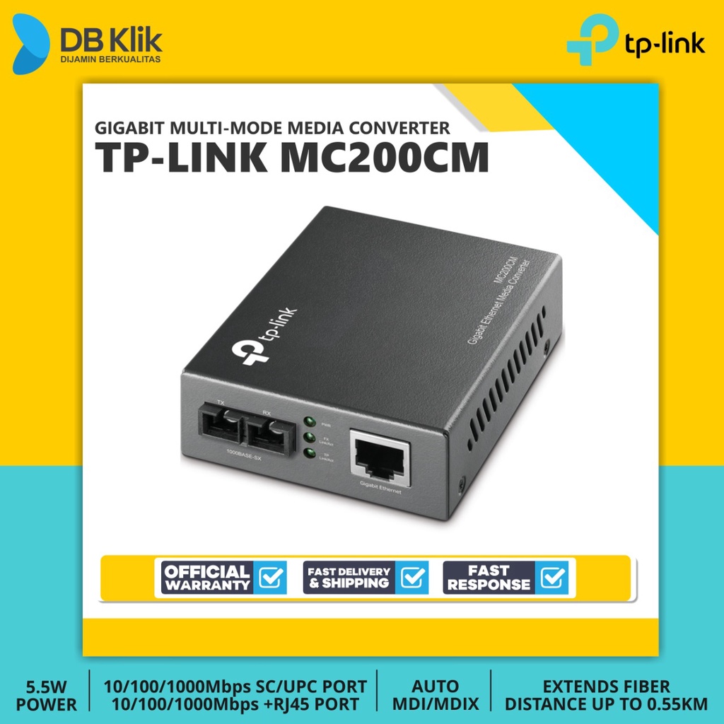 Jual Media Converter TP-Link MC200CM Gigabit Multi Mode - TPLink MC ...