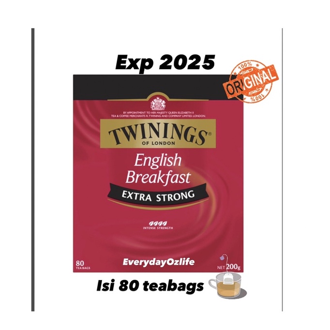 Jual Twinings English Breakfast Extra Strong isi 80 Tea Bags black tea ...