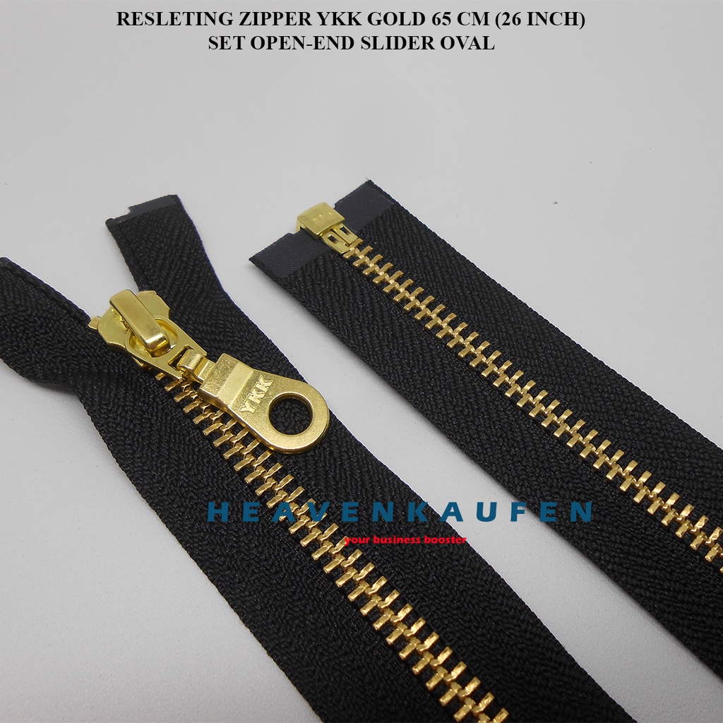 Jual Resleting Zipper Jaket YKK 65 cm Atau 26 inch Type Gigi Besi Hitam - Gold Set Open End ...