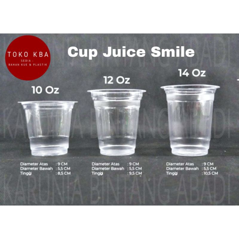 Jual Cup gelas juice Smile minuman plastik bening ( 10 oz | 12 oz | 14 ...