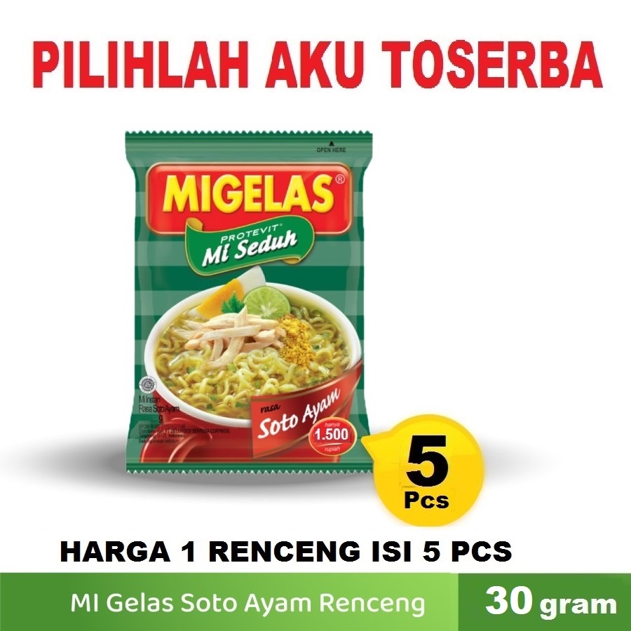 Jual Mie Gelas Migelas Rasa Soto Ayam @30 Gr - (HARGA 1 Renceng isi 5 ...