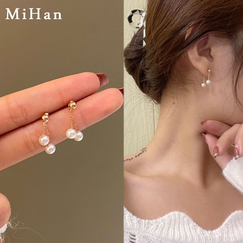 Jual Anting Mutiara Wanita Double Rantai Korean Style Premium Import ...