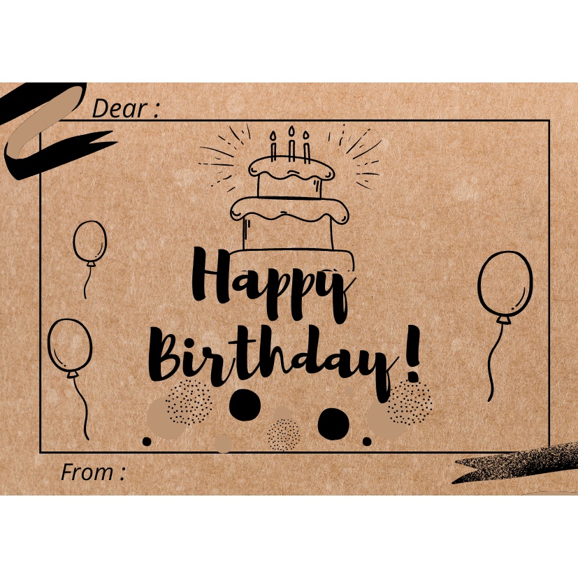 Jual (ISI 10) KARTU UCAPAN ULANG TAHUN/HBD/ULTAH/HAPPY BIRTHDAY KERTAS KRAFT UK 5X7,7X9,9X11 ...