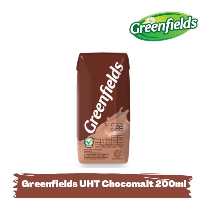 Jual SUSU GREENFIELDS UHT MILK CHOCOMALT 200 ml | Shopee Indonesia