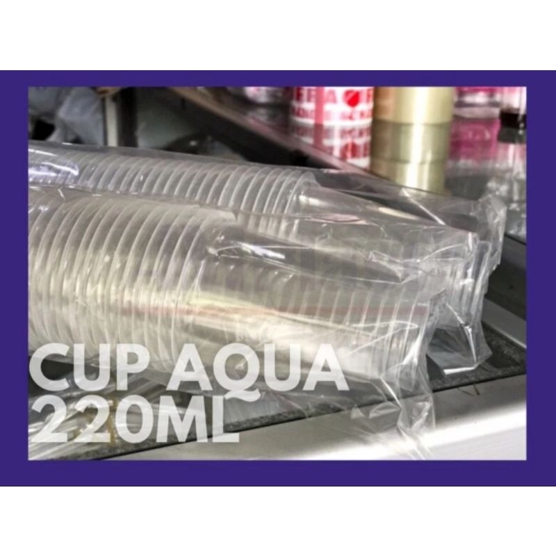 Jual cup gelas Aqua kopi/gelas plastik sekali pakai ukuran 220ml 160ml 120ml isi 50 pcs | Shopee ...