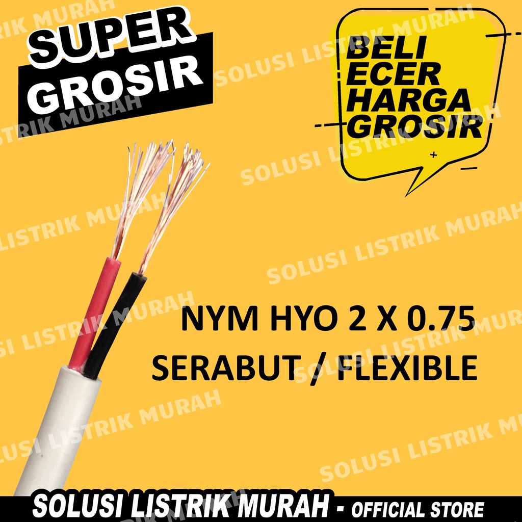 Jual KABEL HYO 2X0.75 2x1,5 2x2,5 Kabel Serabut 2X1,5 2 X 1.5 1,5 | Shopee Indonesia