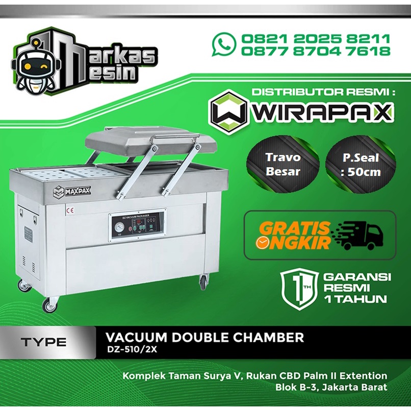 Jual Mesin Vakum Double Chamber Sedot Hampa Udara DZ-510/2X WIRAPAX ...