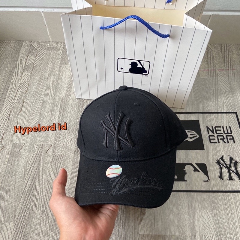 Jual Topi Ny mlb cap Full Black Yankes Font | Shopee Indonesia