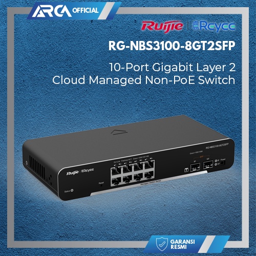 Jual RG-NBS3100-8GT2SFP, 10-Port Gigabit Layer 2 Cloud Managed Non-PoE ...