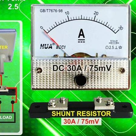 Jual Amperemeter ANALOG DC 30A/30.000mA 75 mV + Shunt Resistor | Shopee ...