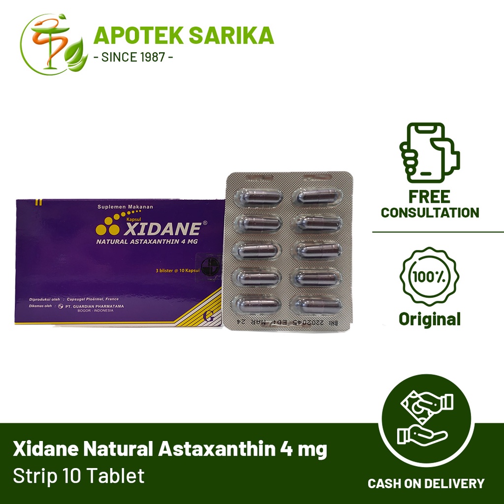 Jual Xidane Natural Astaxanthin 4 MG Strip 10 Kapsul ( Suplemen ...