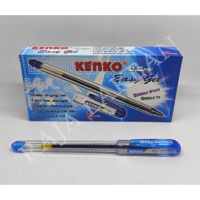 Jual Pulpen Kenko Easy Gel 05 Hitam - 1 Lusin - Biru | Shopee Indonesia