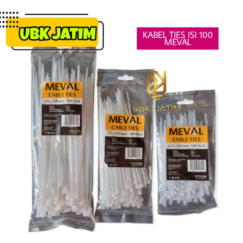 Jual KABEL TIES 2,5 x 100mm ISI 100 CABLE TIE TALI SERUT PENGIKAT MEVAL ...