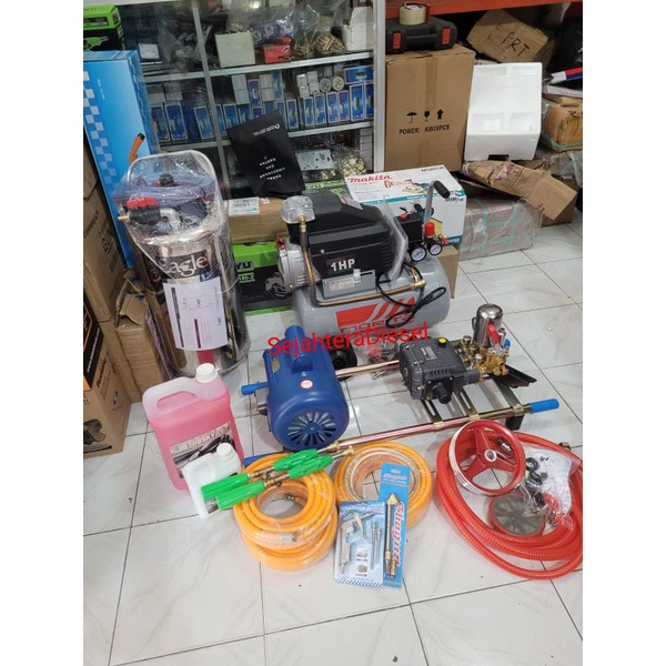 Jual Paket Steam Cuci Listrik Motor Mobil Salju Kompresor 1HP Shampoo Semir | Shopee Indonesia