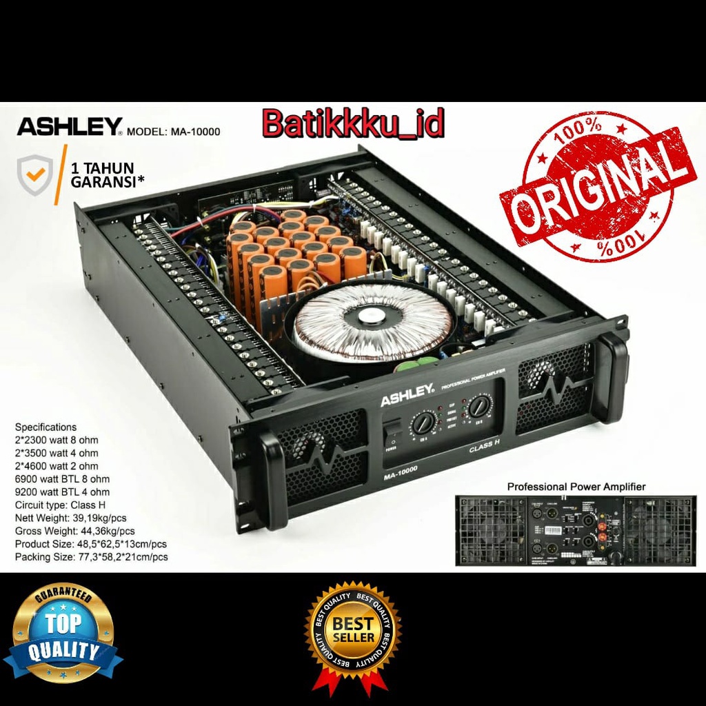 Jual POWER AMPLIFIER ASHLEY MA 10000 MA10000 ORIGINAL 2CH CLASS H | Shopee Indonesia