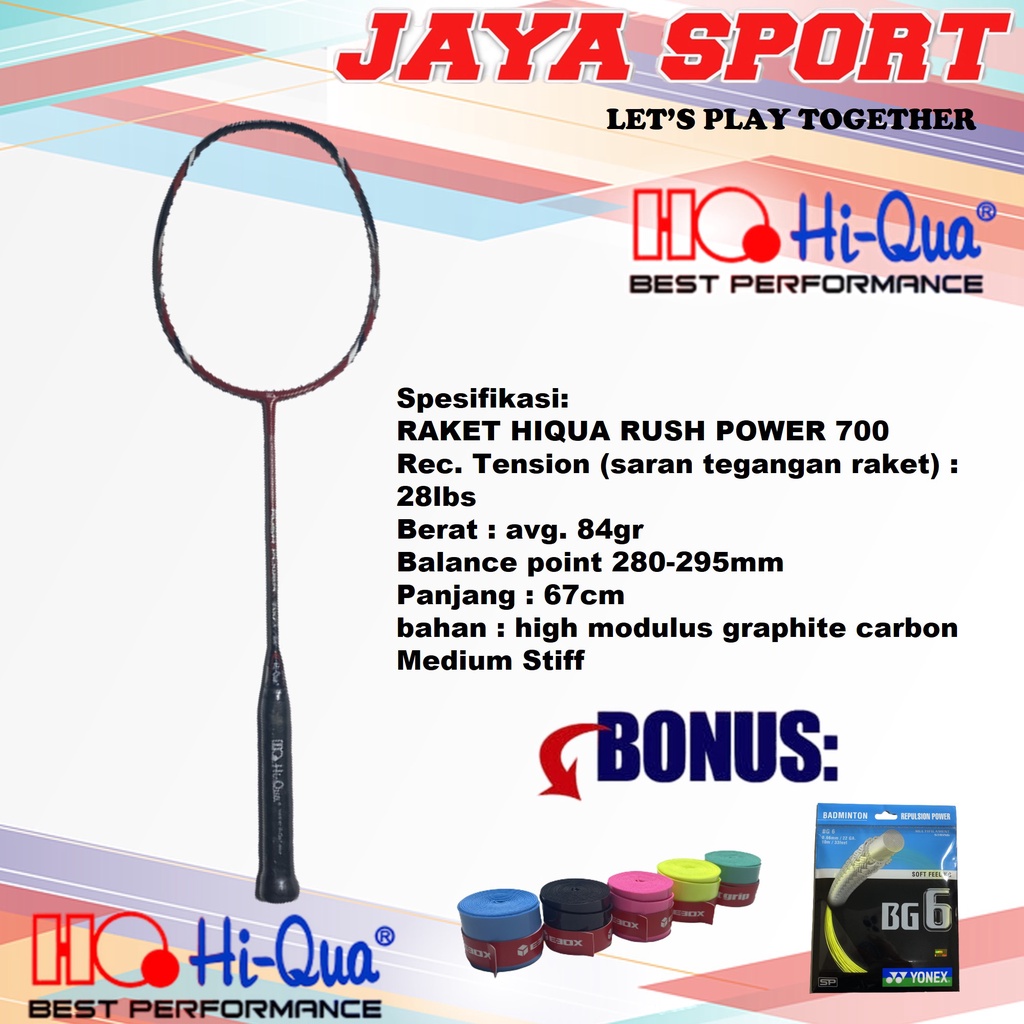 Jual Raket Badminton Raket Bulutangkis Hiqua Rush Power 700 Reket ...