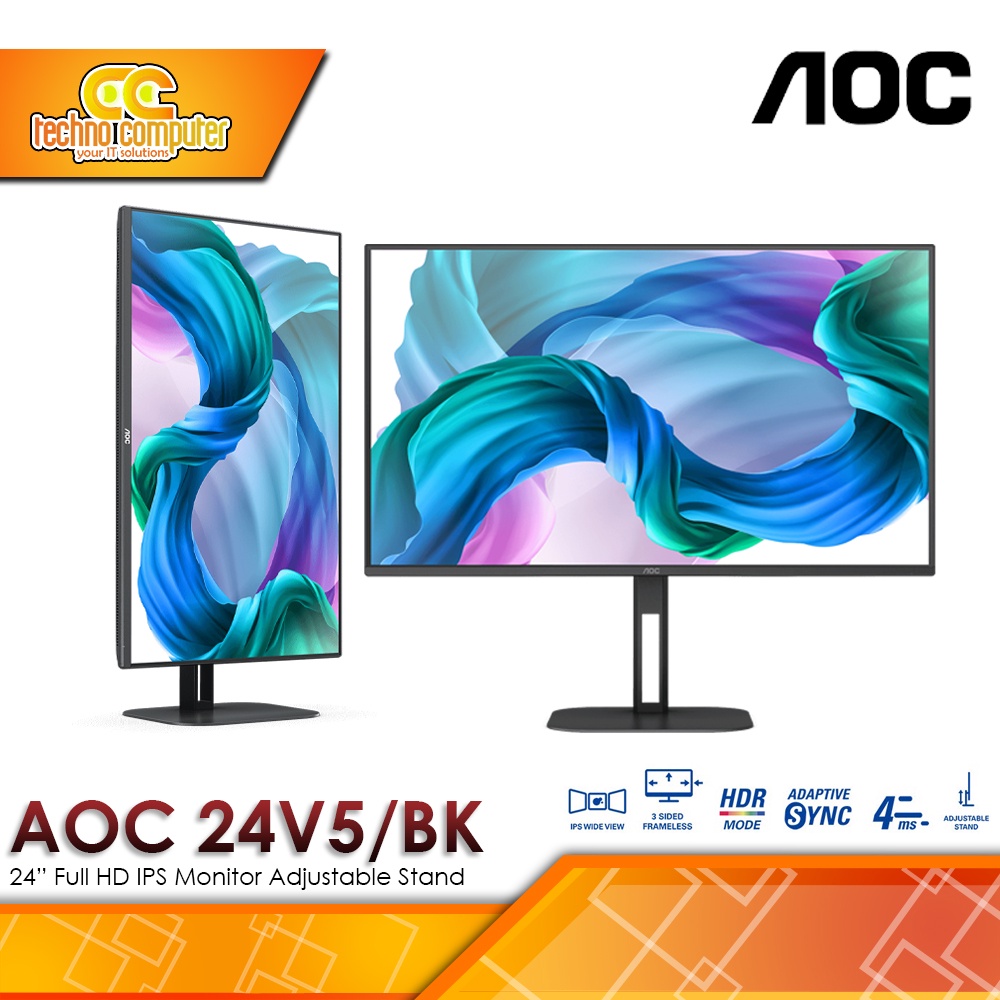 Jual AOC 24V5/BK Monitor - 24 inch, FHD (1920 x 1080), IPS, 75Hz, 4ms ...
