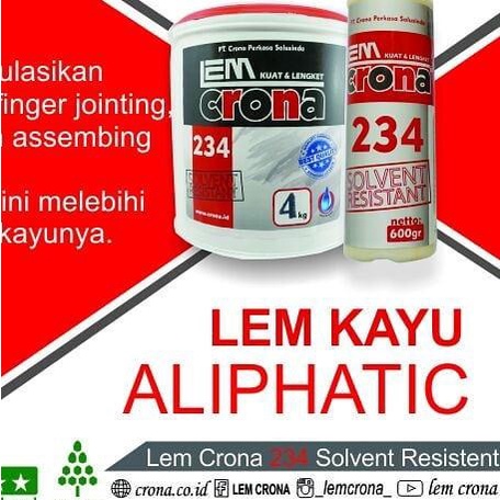 Jual Lem Crona 234 SR Lem Kayu * ALIPHATIC WOOD GLUE (600 Gr) | Shopee ...