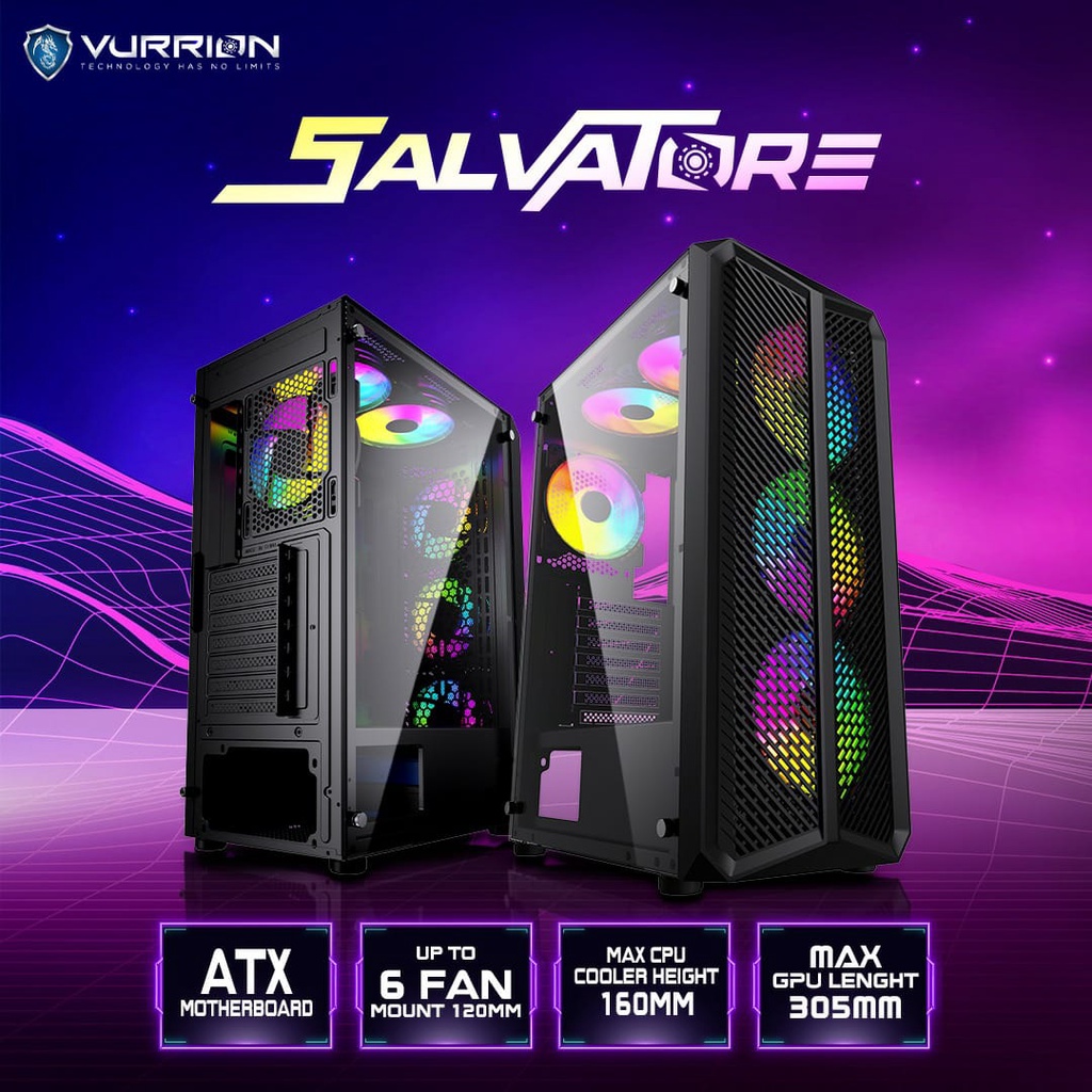 Jual VURRION SALVATORE - ARGB Tempered Glass Mid-Tower ATX Gaming Case ...