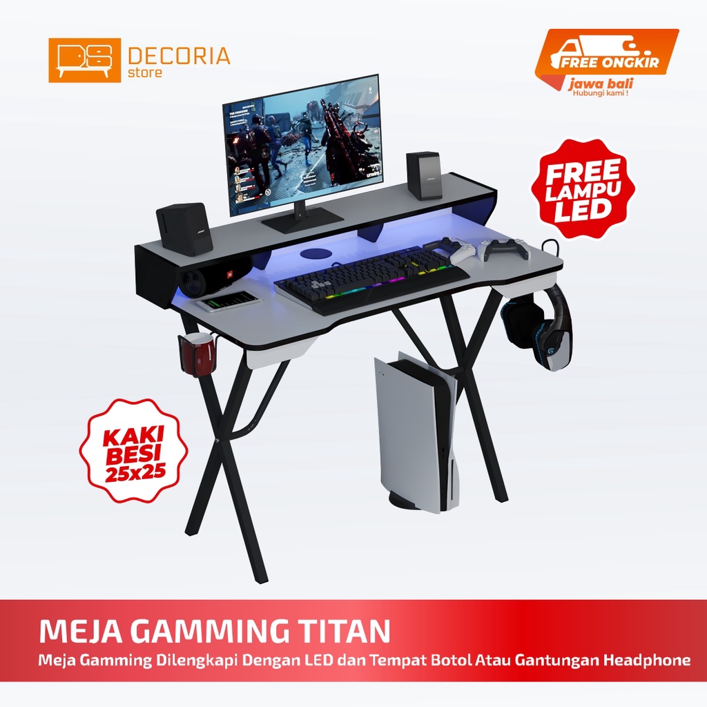 Jual MEJA GAMING KAKI BESI MURAH LENGKAP DENGAN LED / MEJA GAMING LEMON ...