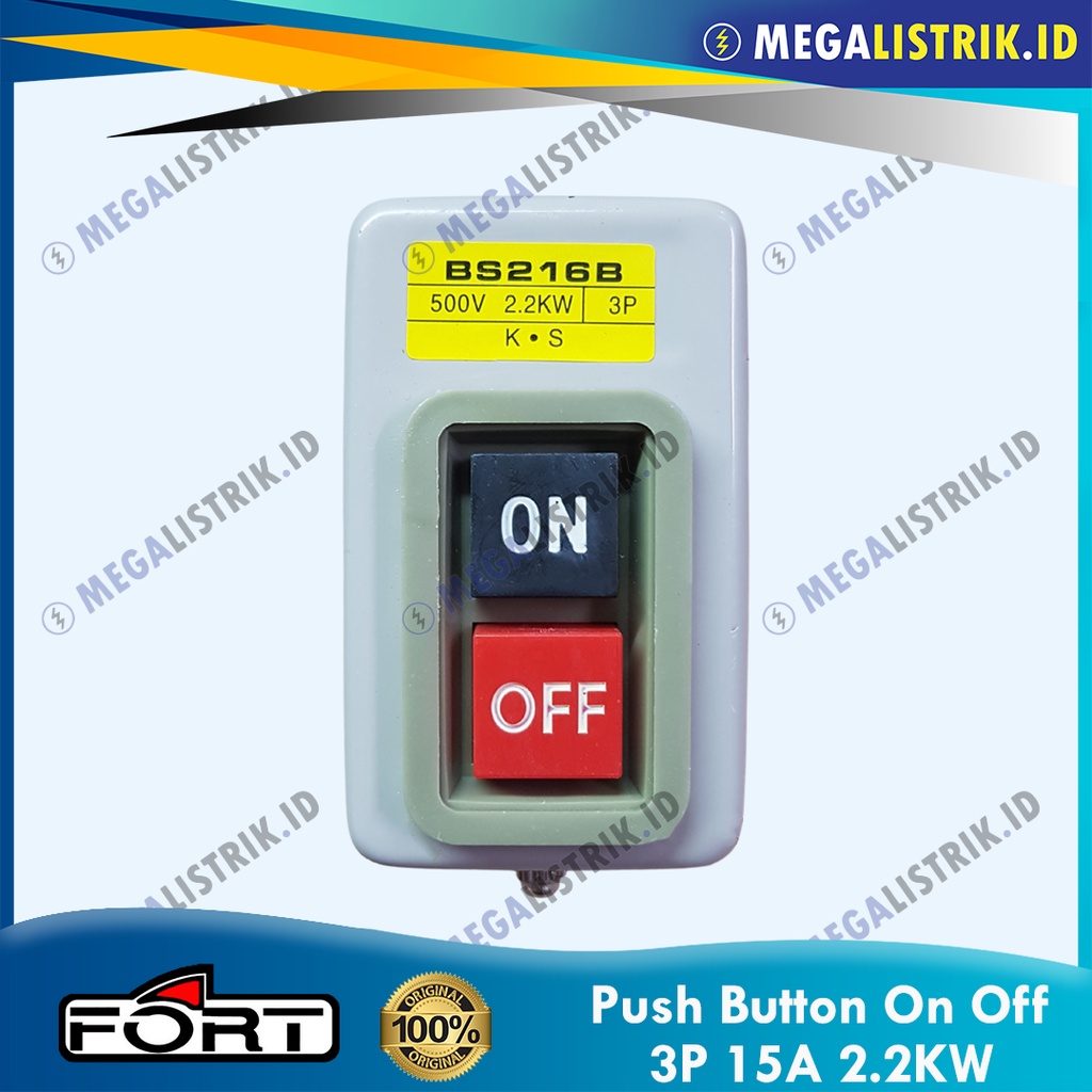 Jual FORT POWER PUSH BUTTON 3P 15A ON OFF KOTAK 2.2KW 500V BS216 / BS216B | Shopee Indonesia