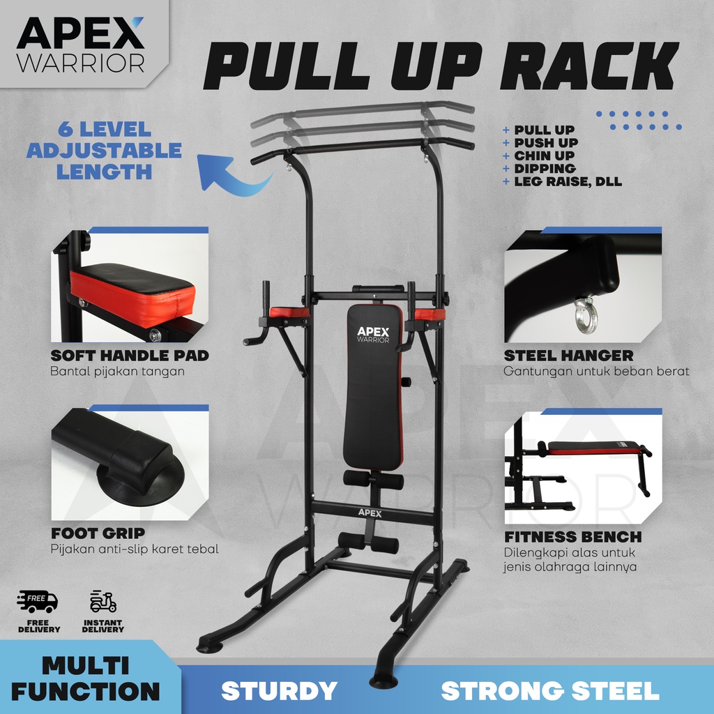 Jual Apex Warrior Pull Up Rack Station + Bench - Multifunction Power ...