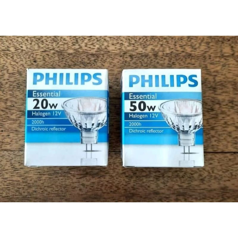 Jual Lampu Halogen Philips Essential Mr16 20w dan 12V 50w | Shopee ...