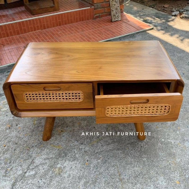 Jual Meja coffe table kayu jati solid p100 L50 T45 | Shopee Indonesia