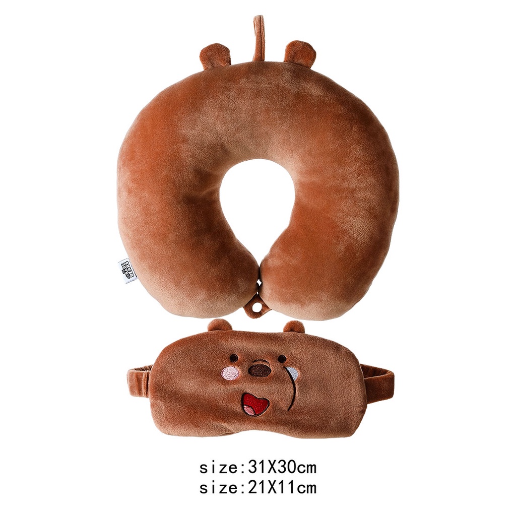 Jual MINISO Bantal Leher Travel Masker Mata Tidur We bare Bears Bantal ...