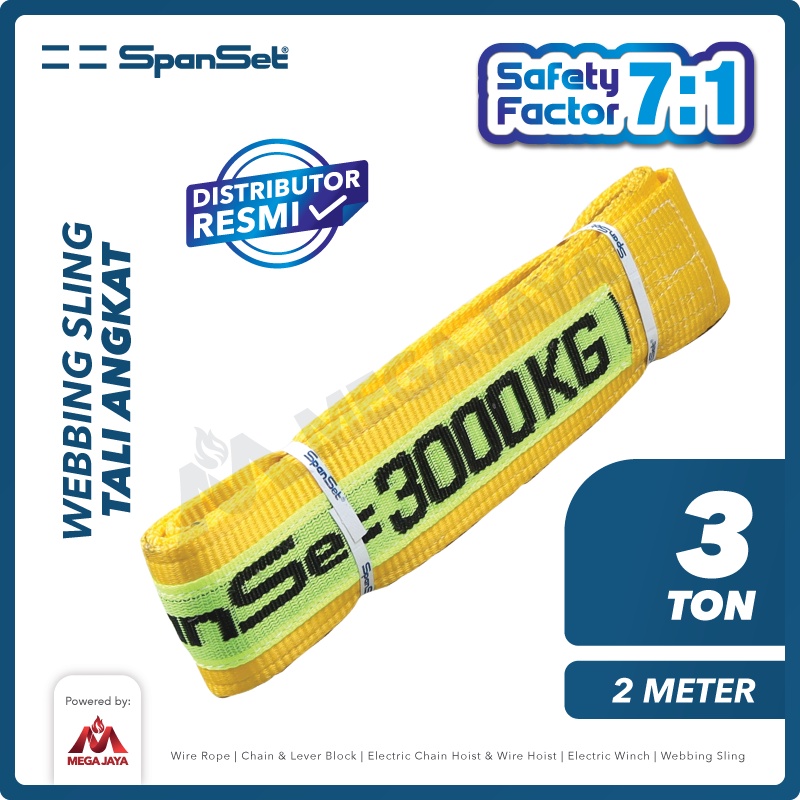 Jual SPANSET Webbing Sling Belt / Tali Angkat 3 Ton x 2 Meter | Shopee ...