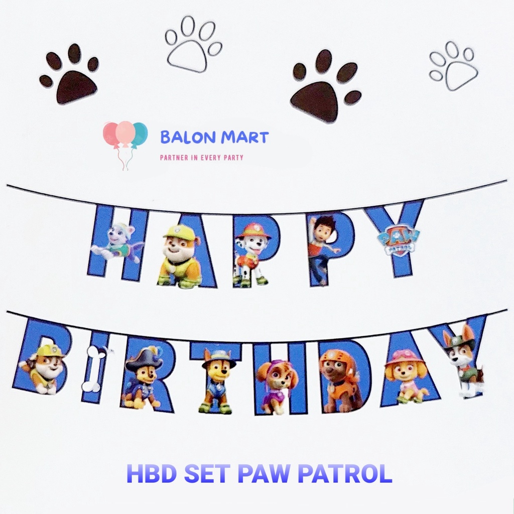Jual Bunting Flag HBD / Banner Happy Birthday Set Paw Patrol | Shopee ...
