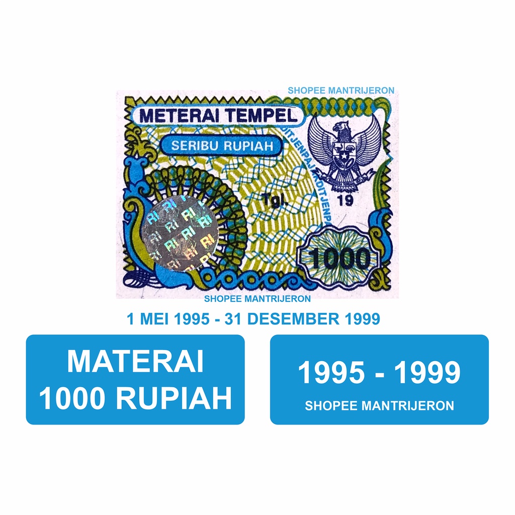 Jual Materai 1000 Tahun 1995-1999 Meterai Tempel 1.000 Seribu Rupiah ...