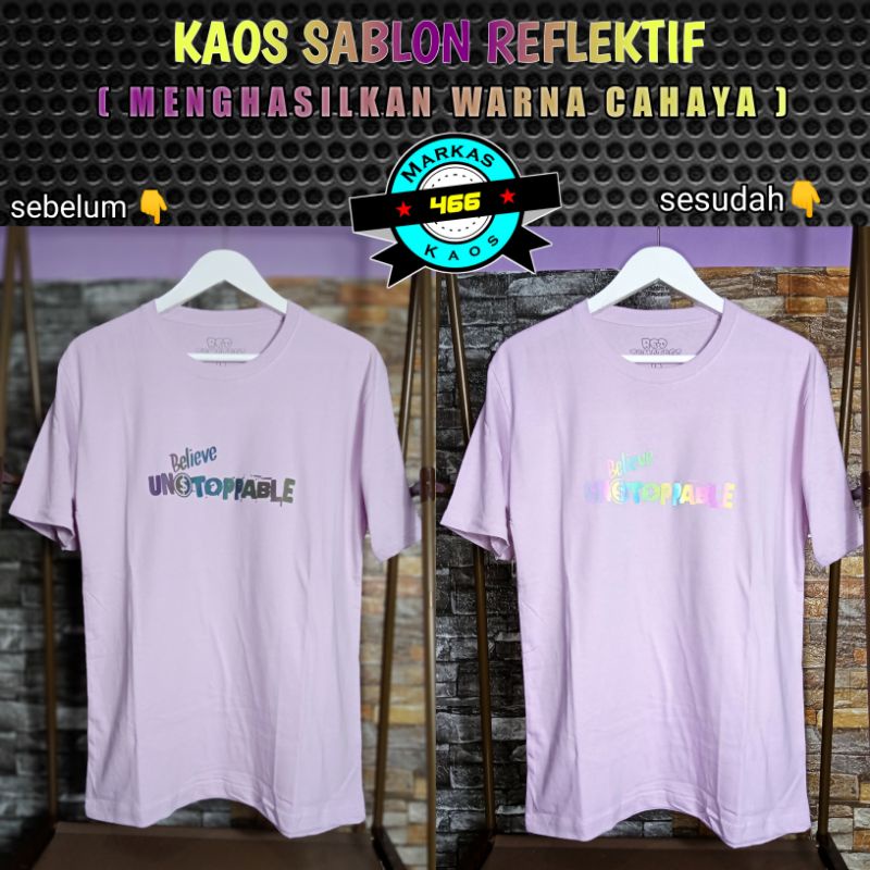 Jual Kaos Sablon Reflektif Menghasilkan Warna Cahaya / Baju Reflective ... Jual Kaos Sablon Reflektif Menghasilkan Warna Cahaya / Baju Reflective ...