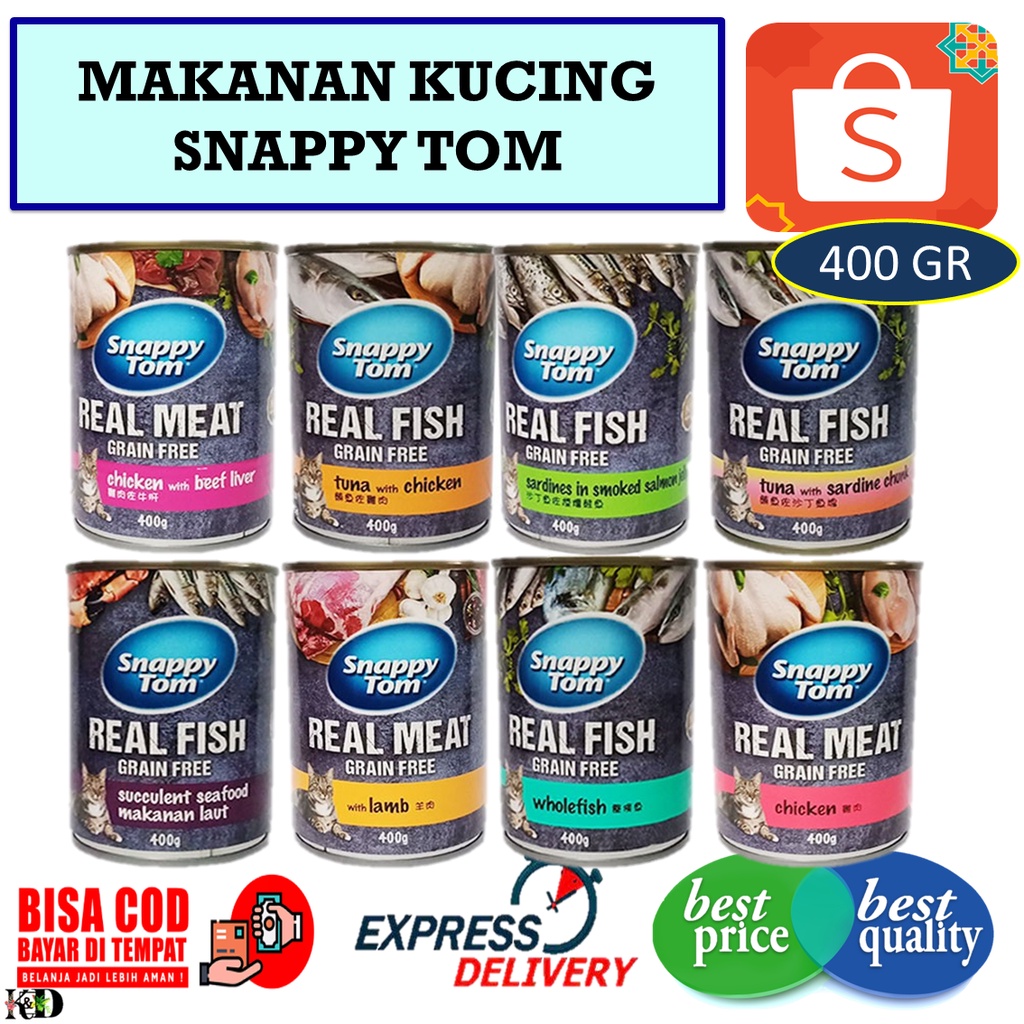 Jual SNAPPY TOM kaleng ADULT 400 GR all varian | Shopee Indonesia