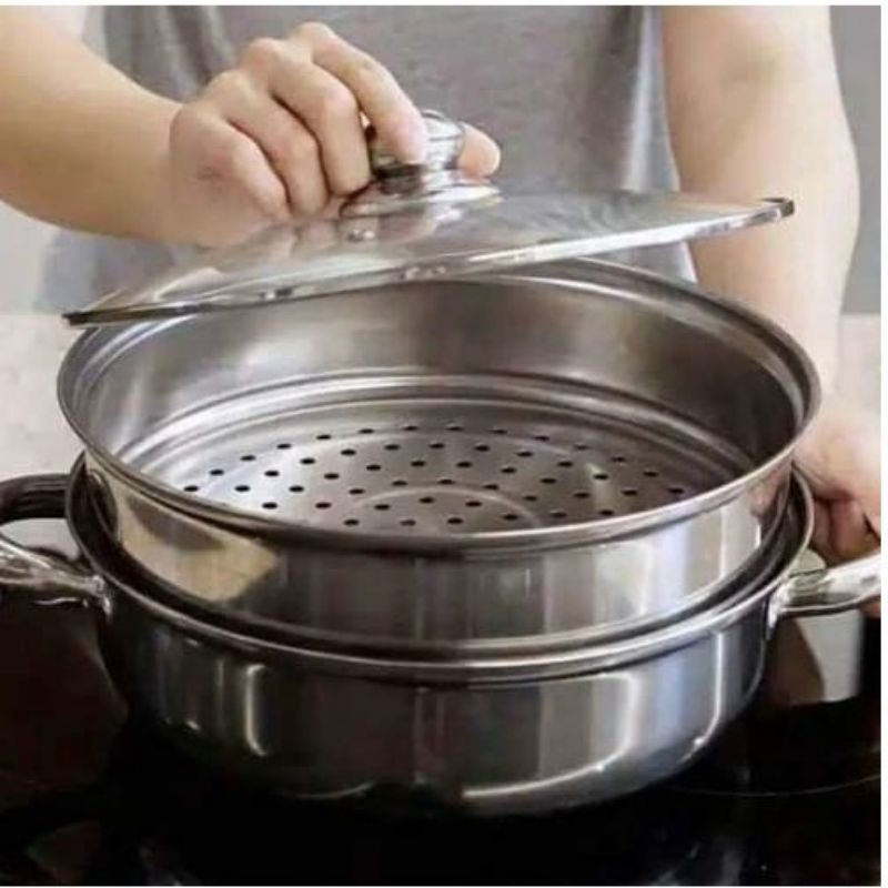 Jual PANCI STEAMER/PANCI KUKUSAN 2 SUSUN STAINLESS | Shopee Indonesia
