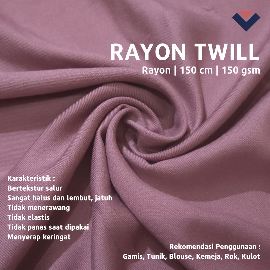 Jual [PER 0,5 M] Kain Rayon Twill Lebar 150 cm Premium Polos Polosan ...