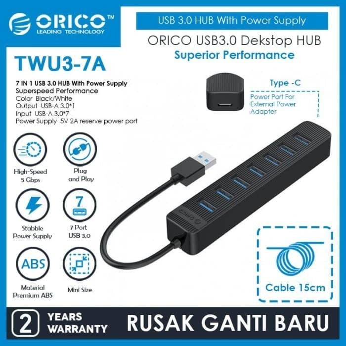Jual ORICO TWU3-7A USB Hub 7 Port USB 3.0 | Shopee Indonesia