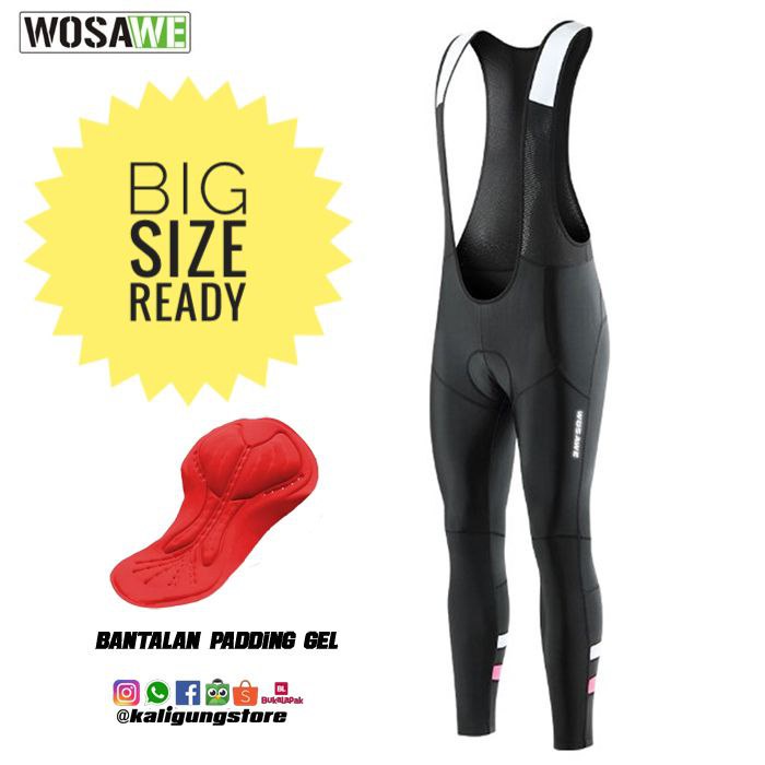 Jual WOSAWE Celana Panjang Ketat Bib Sepeda Padding Gel Cycling bib ...