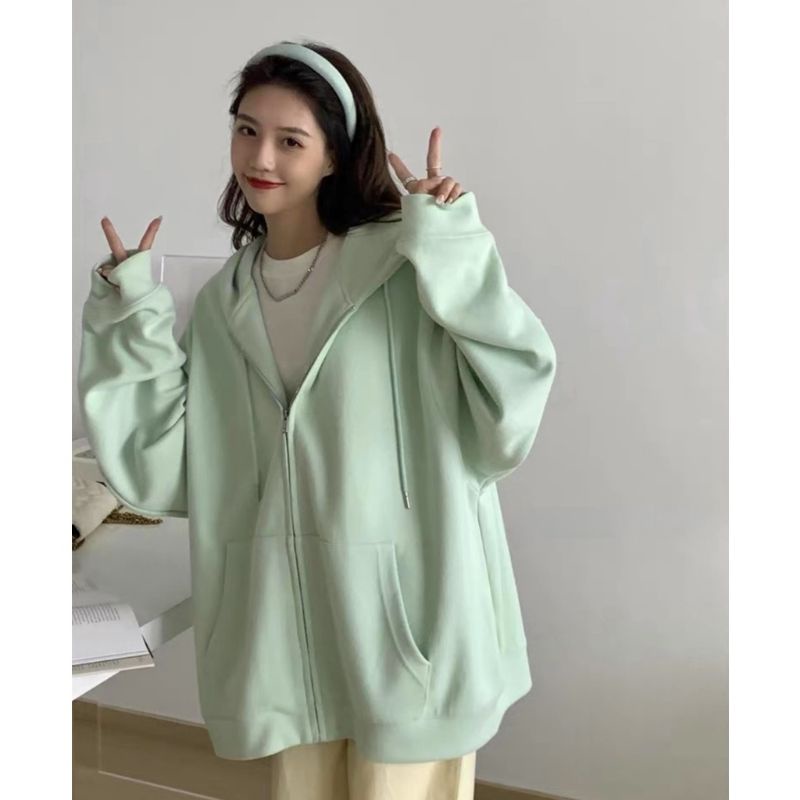 Jual Jaketin Aja ( S - 6XL ) Zip Hoodie POLOS BASIC Hijau Mint Sage Green Matcha Big Size M L XL ...
