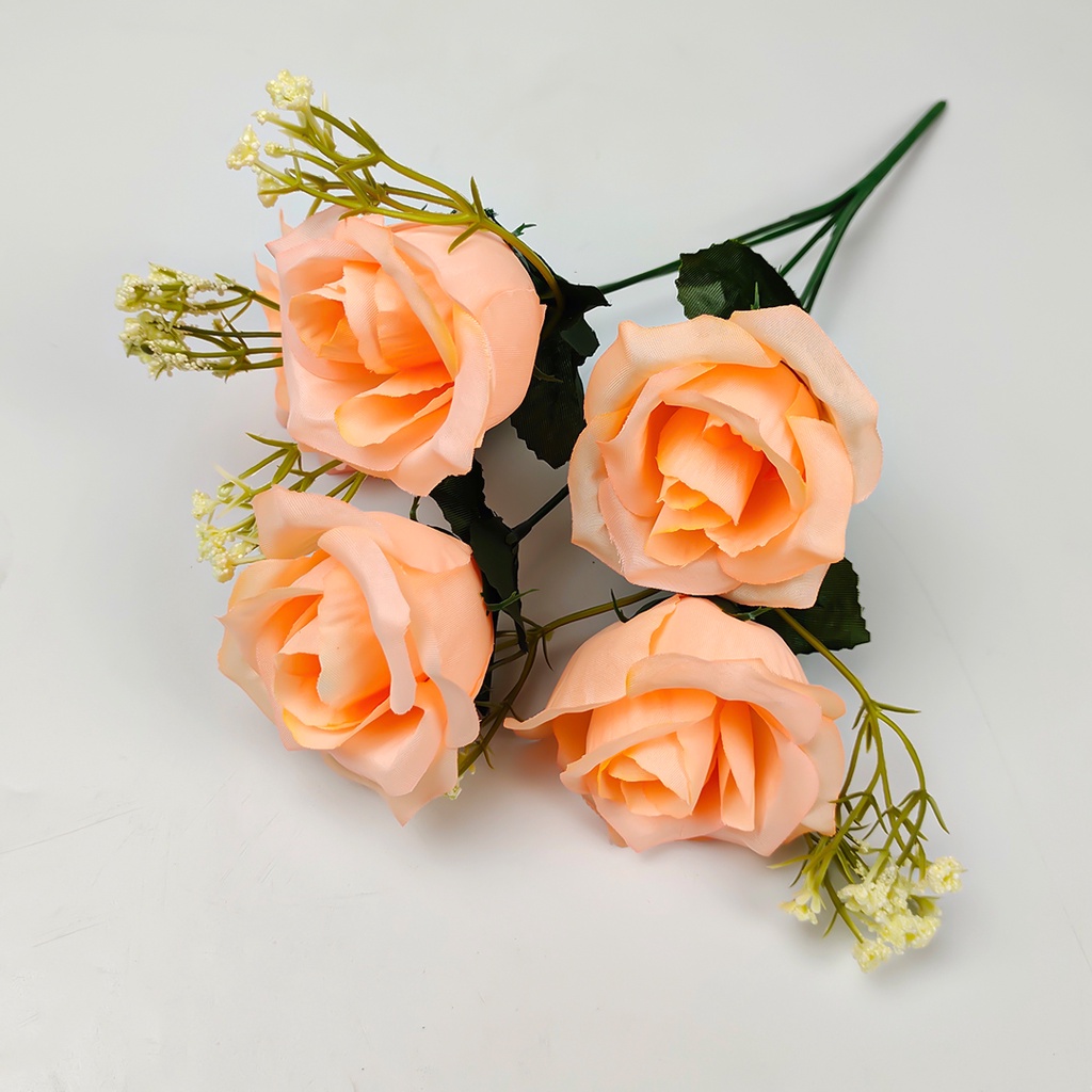 Jual Bunga Mawar Tropis Cabang 5 Premium Artificial Rose Kuncup Plastik ...